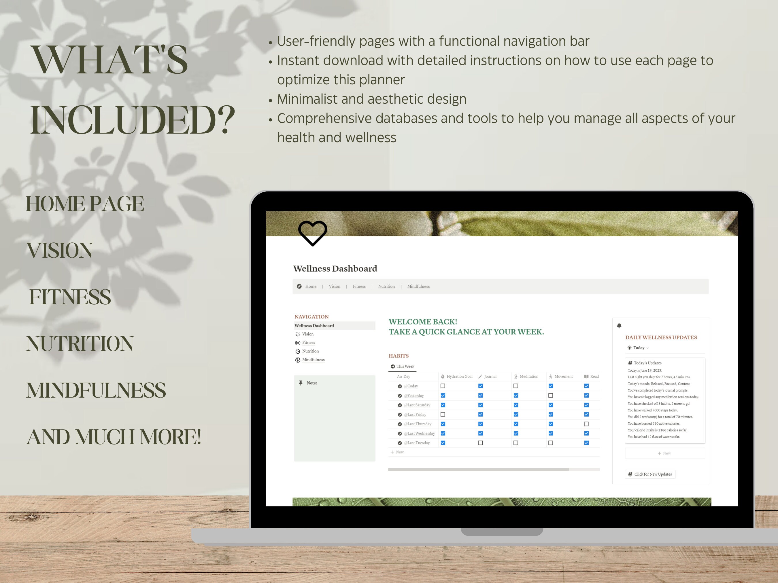 Wellness Dashboard -- Notion Personal Planner - Etsy