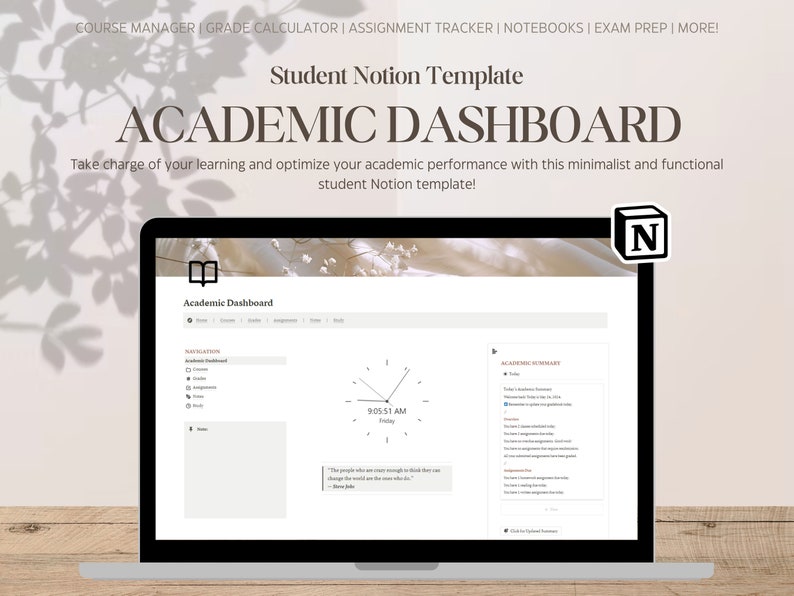 Academic Dashboard -- Notion Student Planner - Etsy