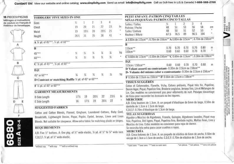 New Look 6880, Children, Boy, Girl, Toddler, Baby, Top Pants, Skirt ...