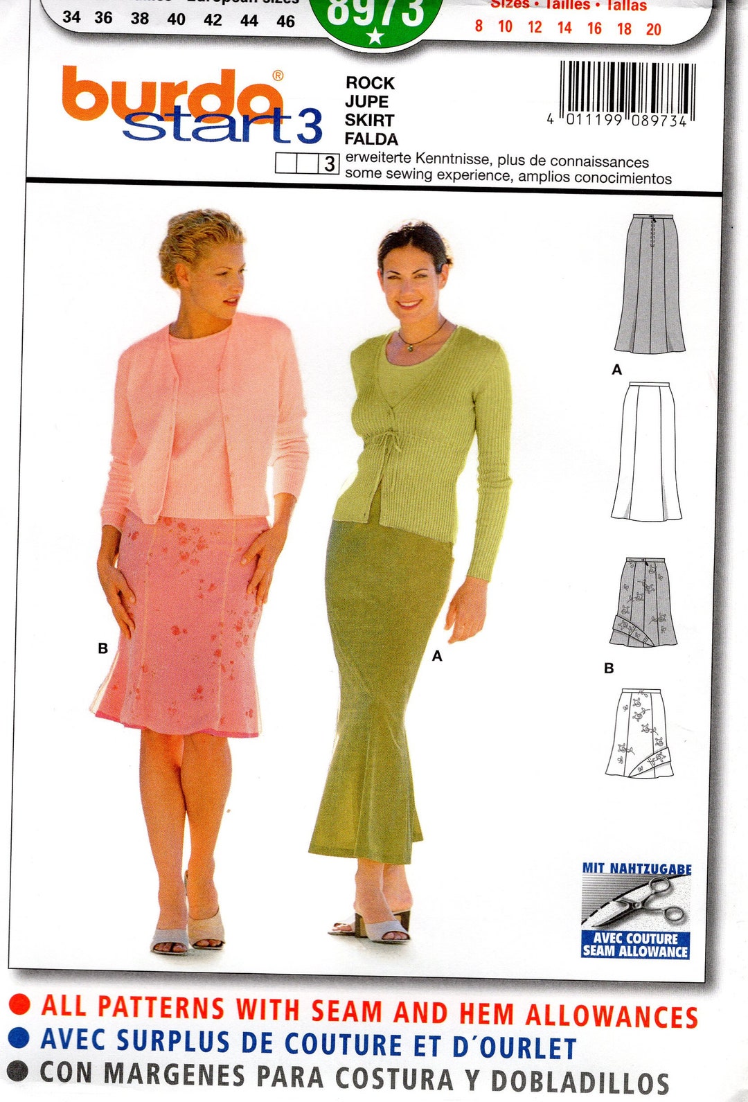 Burda 8973, Skirt, Easy, Size 8-20 - Etsy