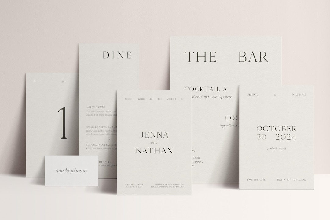 Wedding Stationary Bundle | AURAE | Modern Minimalist Wedding | Digital ...