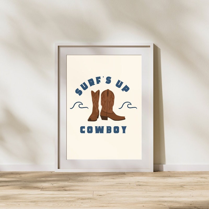 Surf Cowboy Print - Etsy