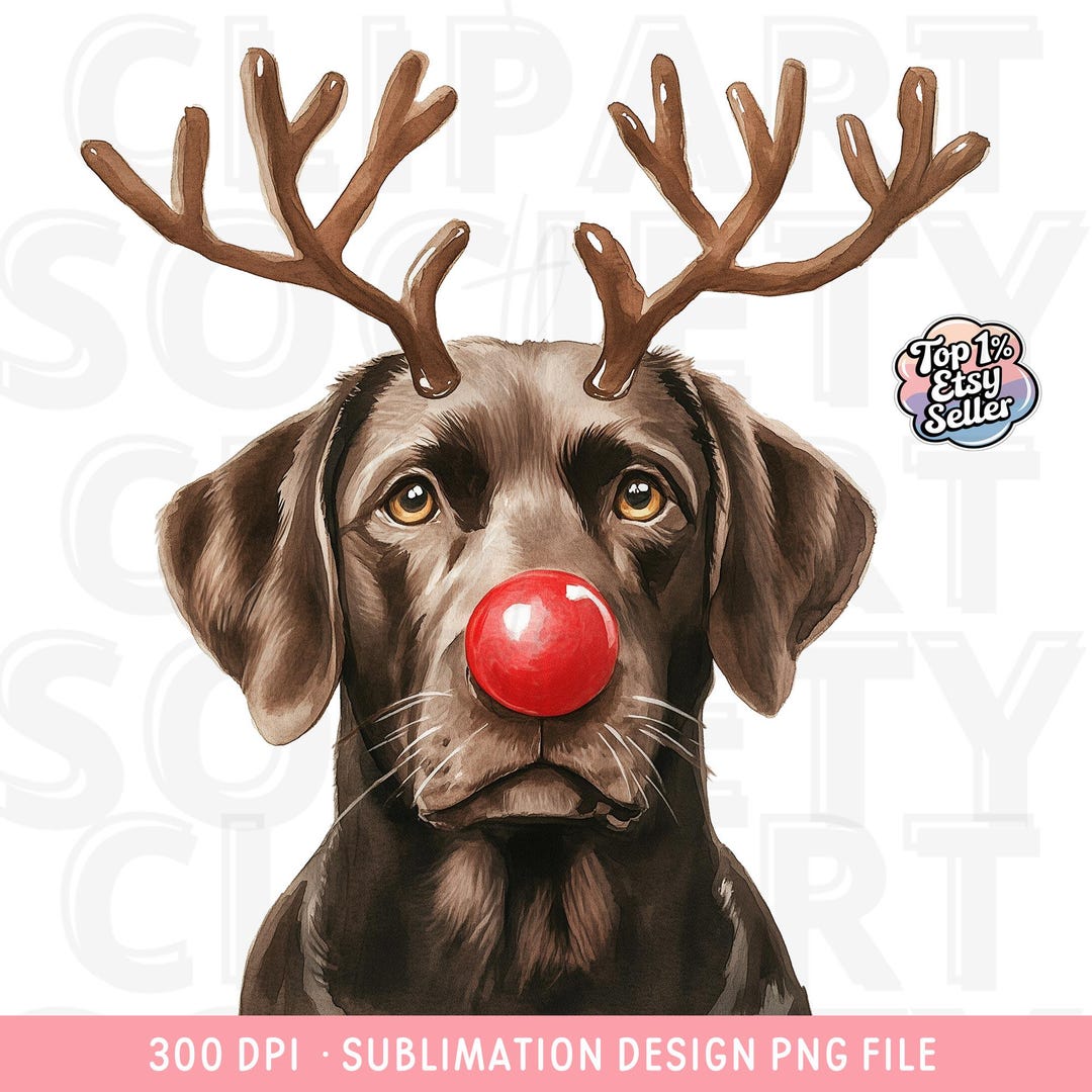 Brown Lab Christmas PNG Clipart, Christmas Dog PNG, Watercolor Brown ...