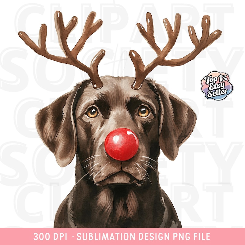 Chocolate Lab Reindeer - Etsy