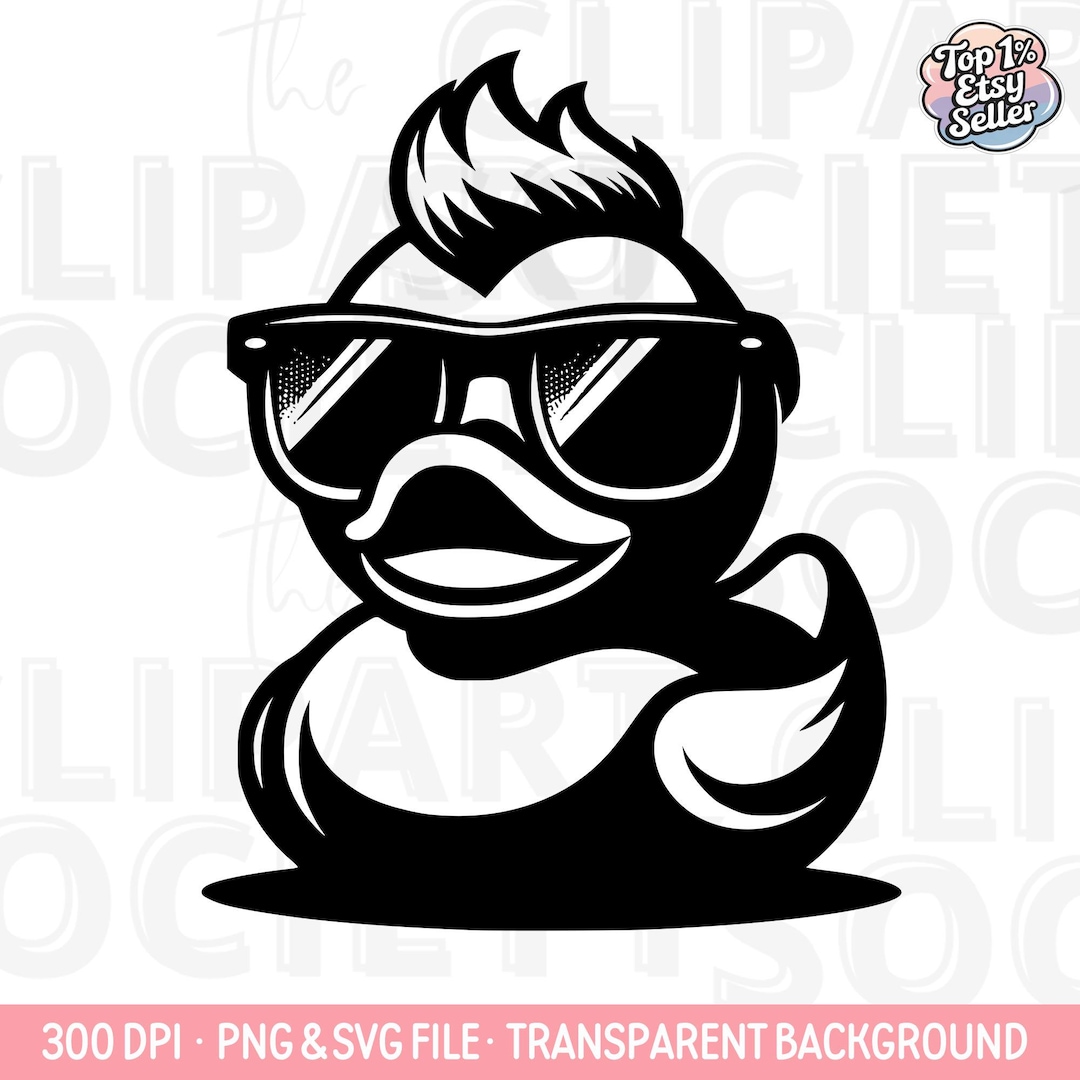 Duck With Sunglasses Svg & Png, Rubber Duck Clipart, Duck Vector Image ...