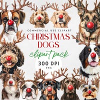 Christmas Dogs Watercolor Clipart Bundle: 434 Festive PNG Images ...