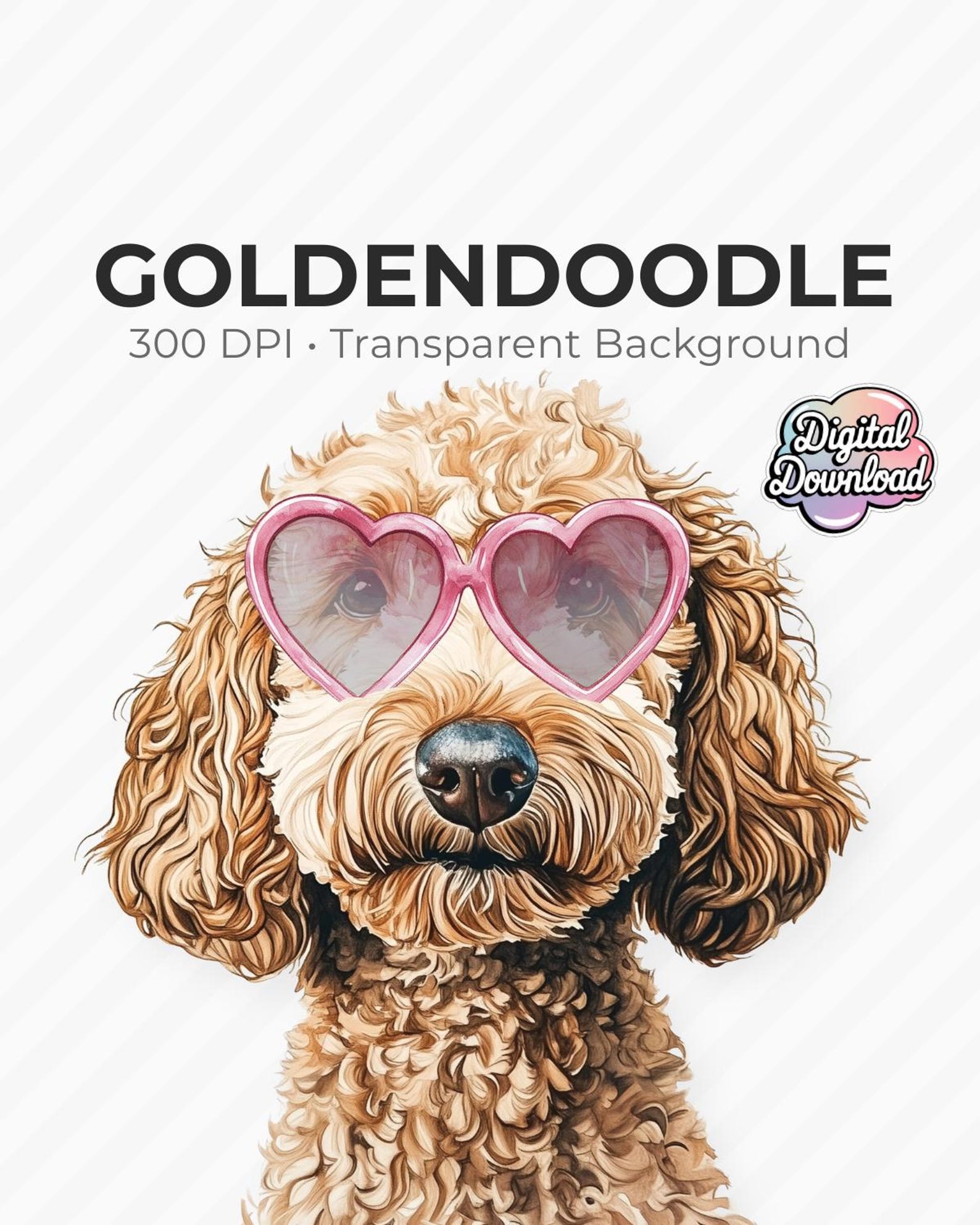 Valentine Goldendoodle PNG Clipart, Valentine Dog PNG, Watercolor ...