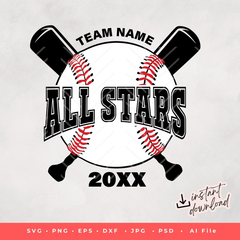 All Stars Svg, Softball Svg, Baseball Svg Template, Softball Team ...
