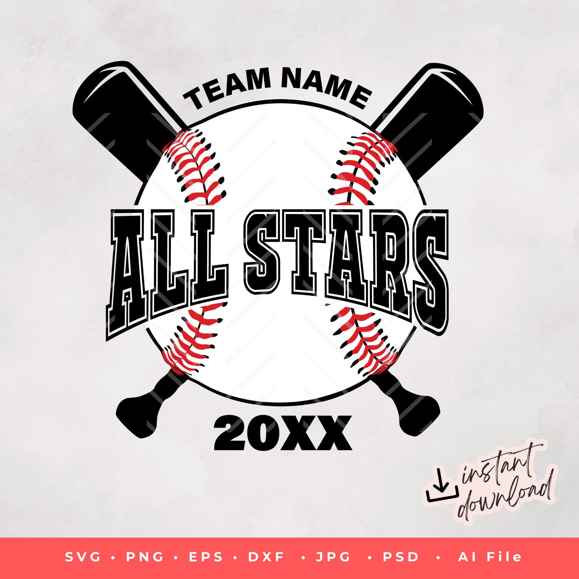 All Stars Svg, Softball Svg, Baseball Svg Template, Softball Team ...