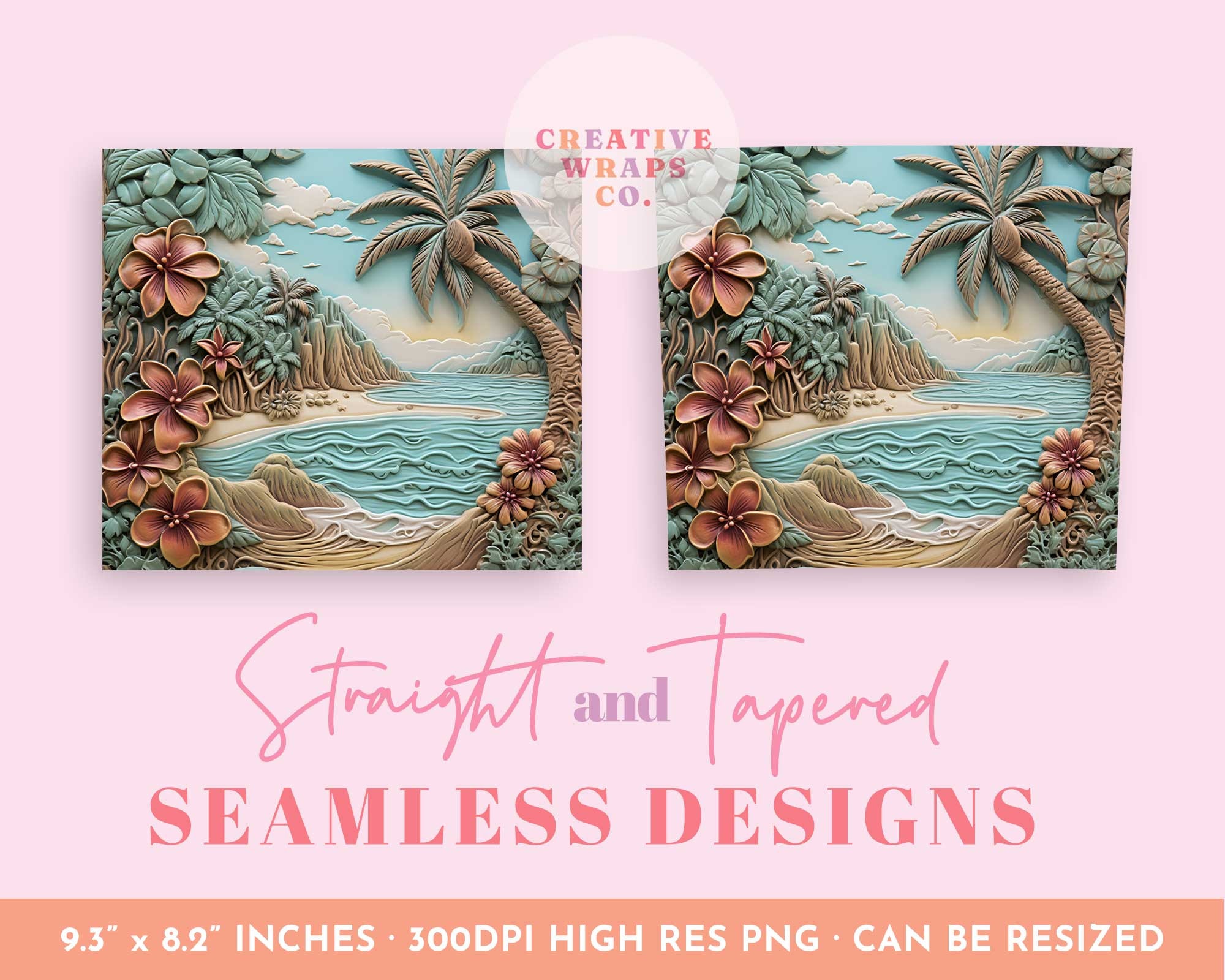 3D Carved Tropical Beach Life Palm Tree 20 Oz Skinny Tumbler ...