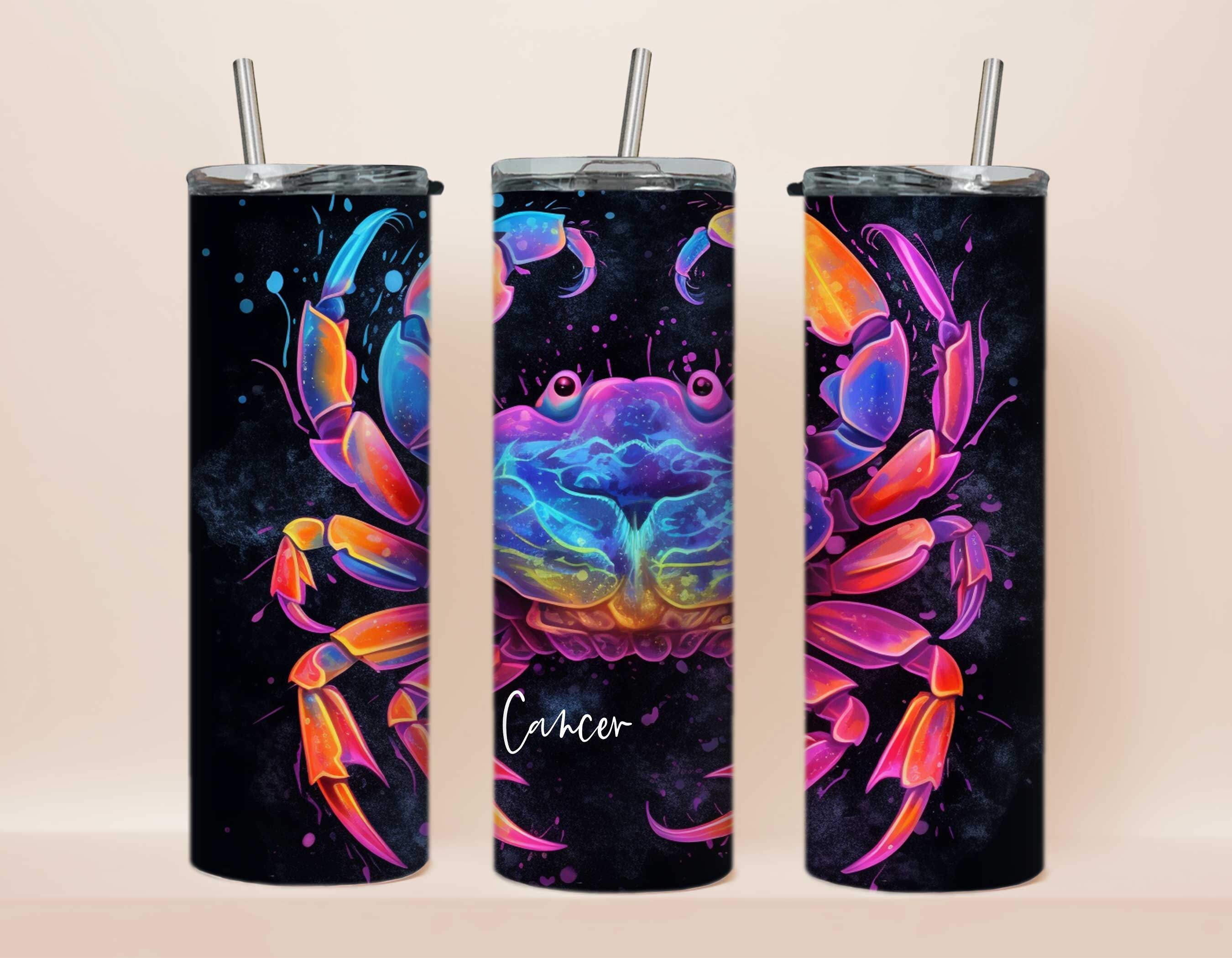 Cancer Tumbler Wrap PNG Zodiac Starsign 20 Oz Skinny Tumbler - Etsy