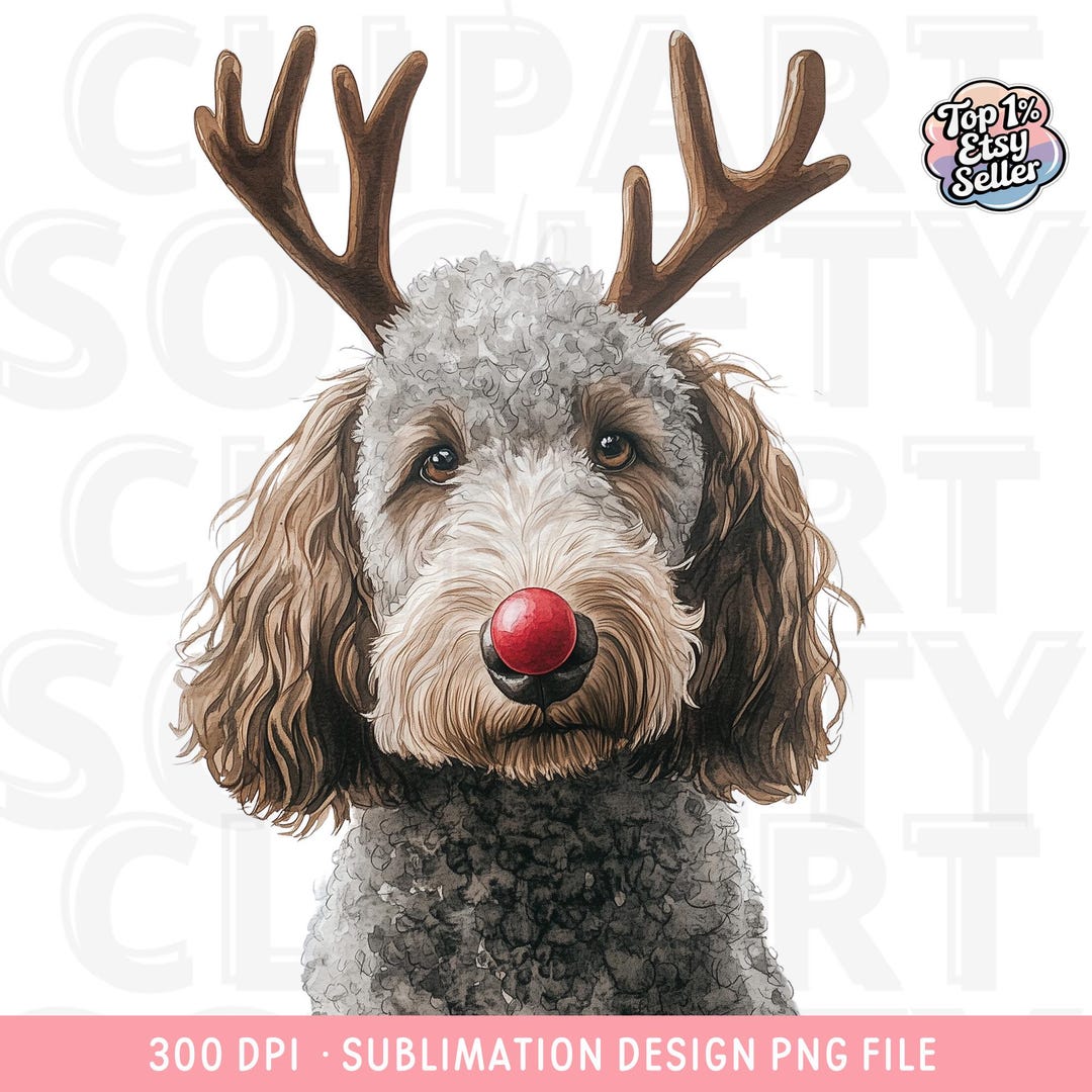 Christmas Brown Sheepadoodle PNG Clipart, Christmas Dog PNG, Watercolor ...