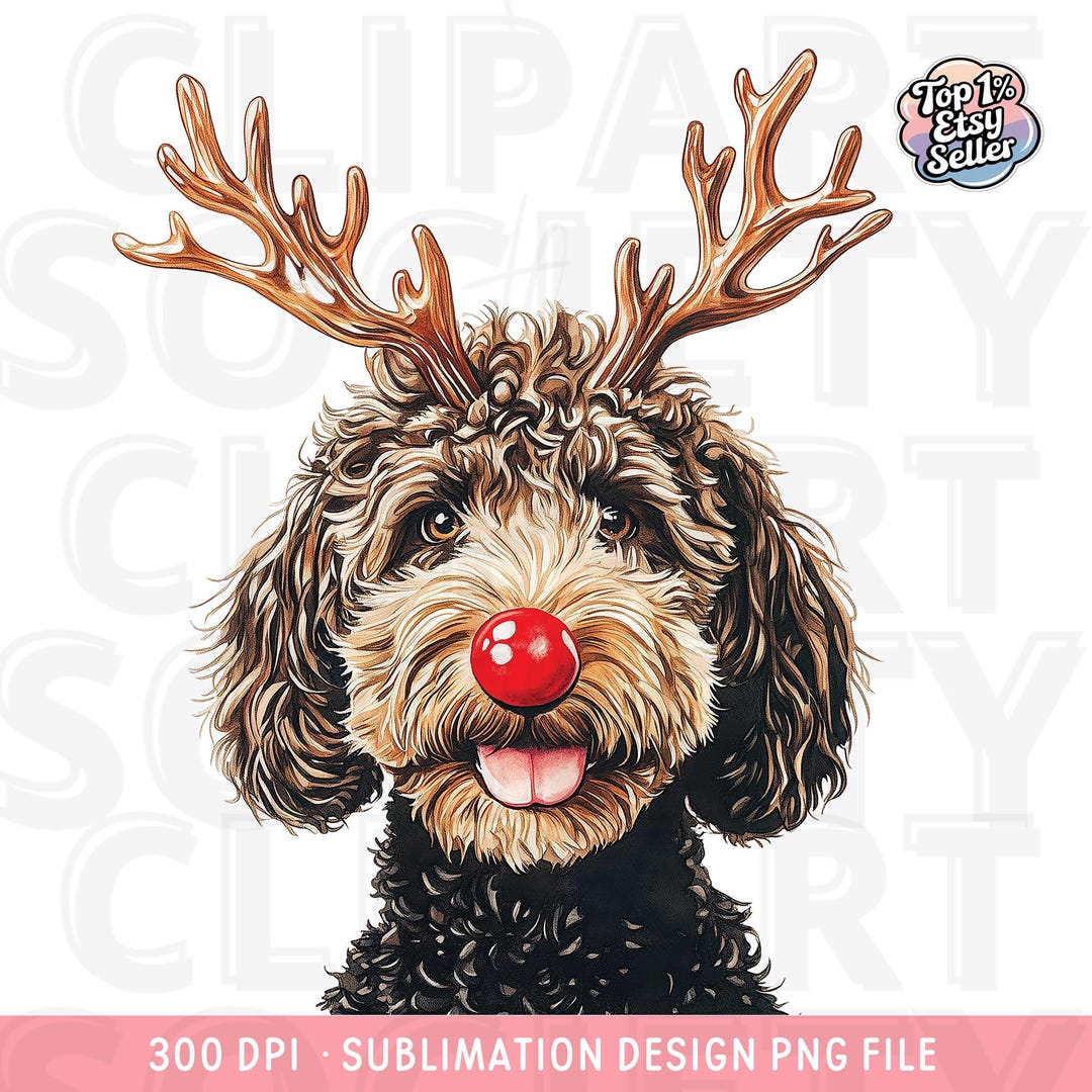 Labradoodle Christmas PNG Clipart, Christmas Dog PNG, Watercolor ...
