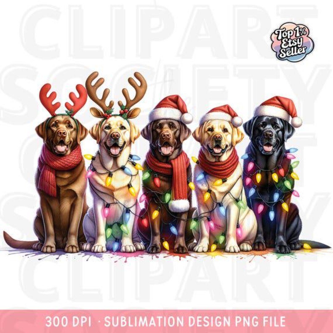 Labrador Retriever Christmas Png, Labrador Christmas Lights Png ...