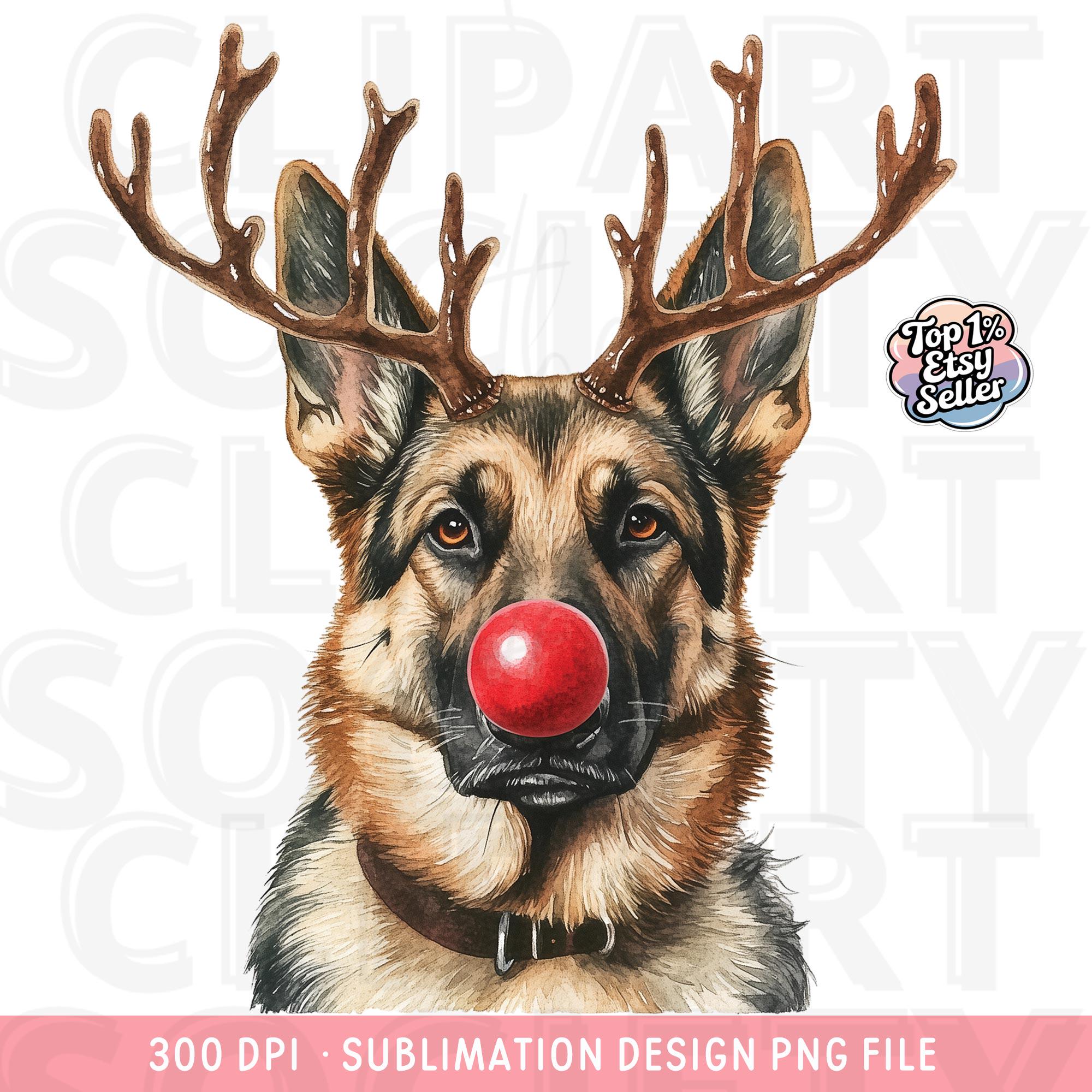 Christmas German Shepherd PNG Clipart, Christmas Dog PNG, Watercolor ...