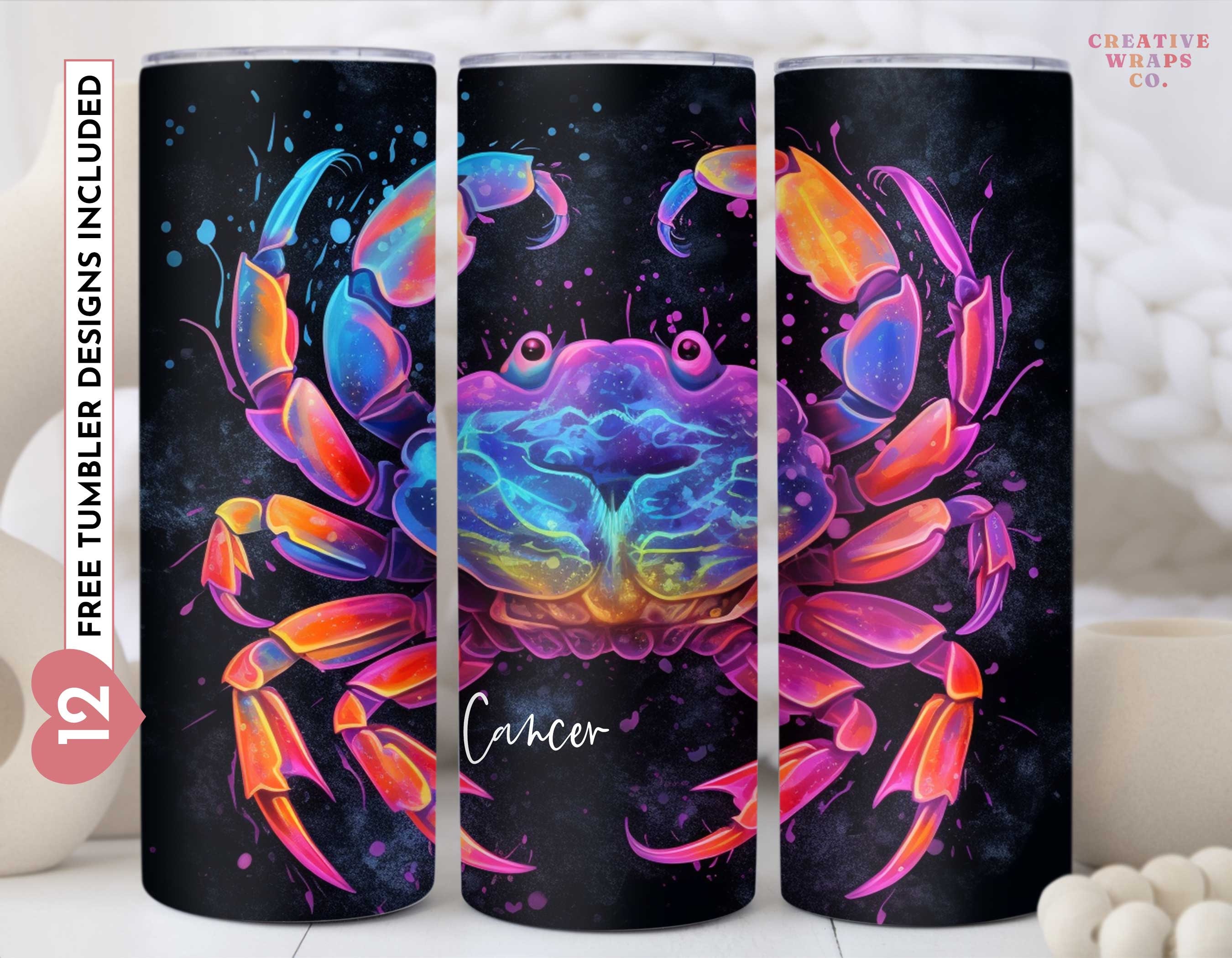 Cancer Tumbler Wrap PNG Zodiac Starsign 20 Oz Skinny Tumbler - Etsy