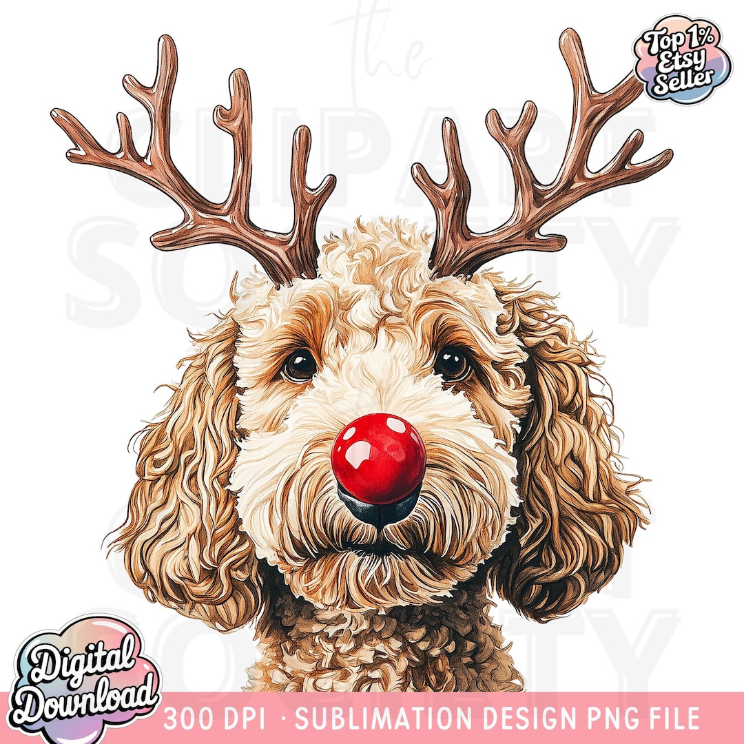 Christmas Goldendoodle PNG Clipart, Christmas Dog PNG, Watercolor ...