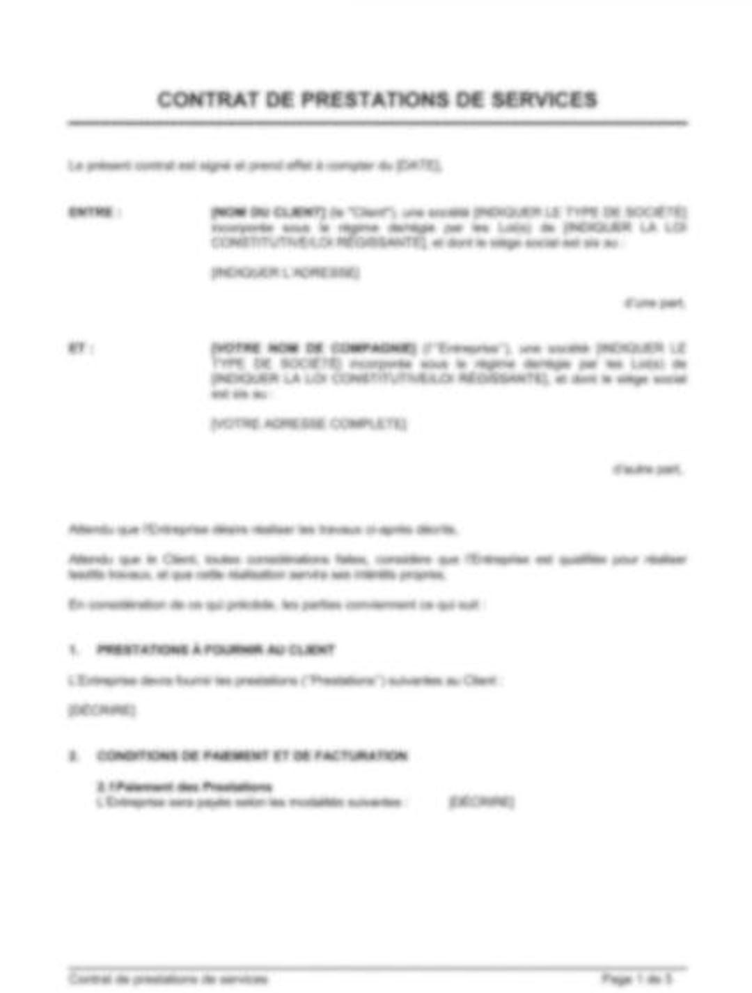 Service Provision Contract Template freelance, Self-employed ...