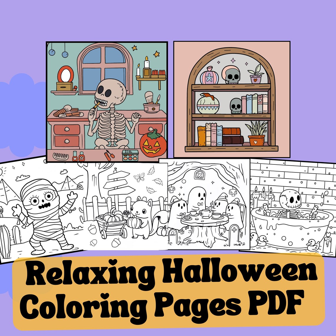 Halloween Coloring Pages: Cozy Fall Designs, Kids & Adults (PDF ...