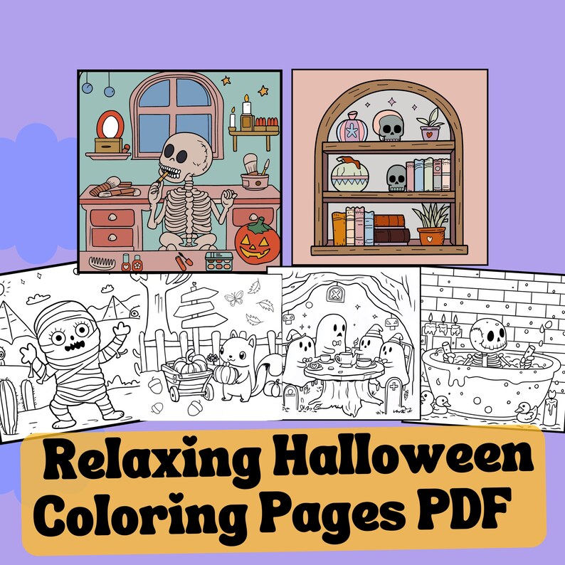Halloween Coloring Pages: Cozy Fall Designs, Kids & Adults (PDF ...