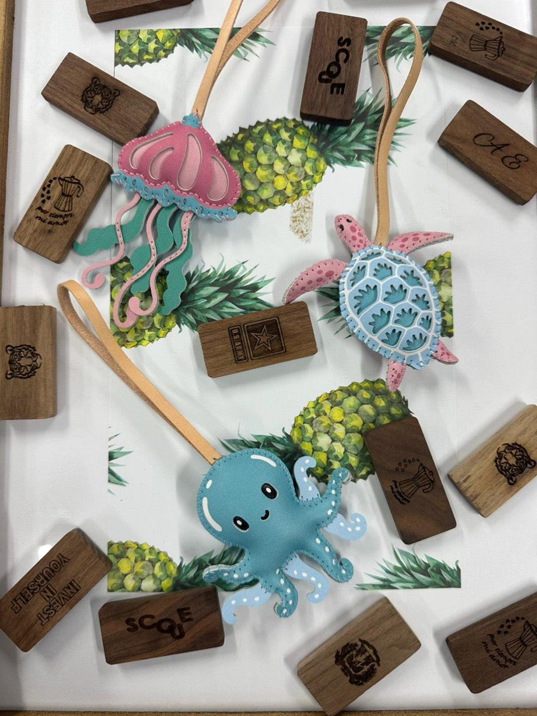 Handmade Vegan Leather Sea Creature Bag Charm: Turtle, Octopus - Etsy