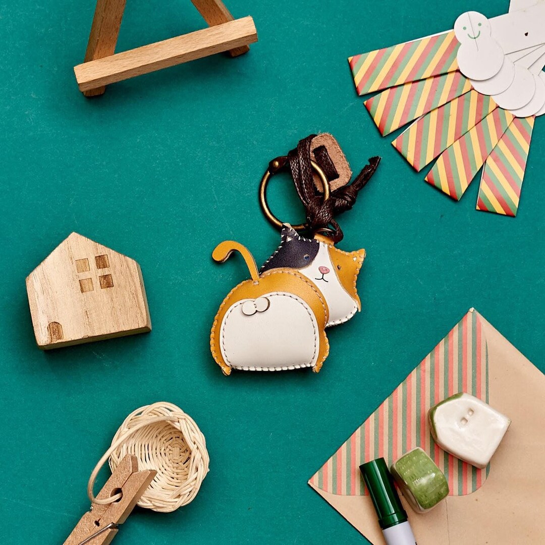 Calico Cat Bag Charm, Unique Bag Charm, Cute Key Chain, Handmade Bag ...