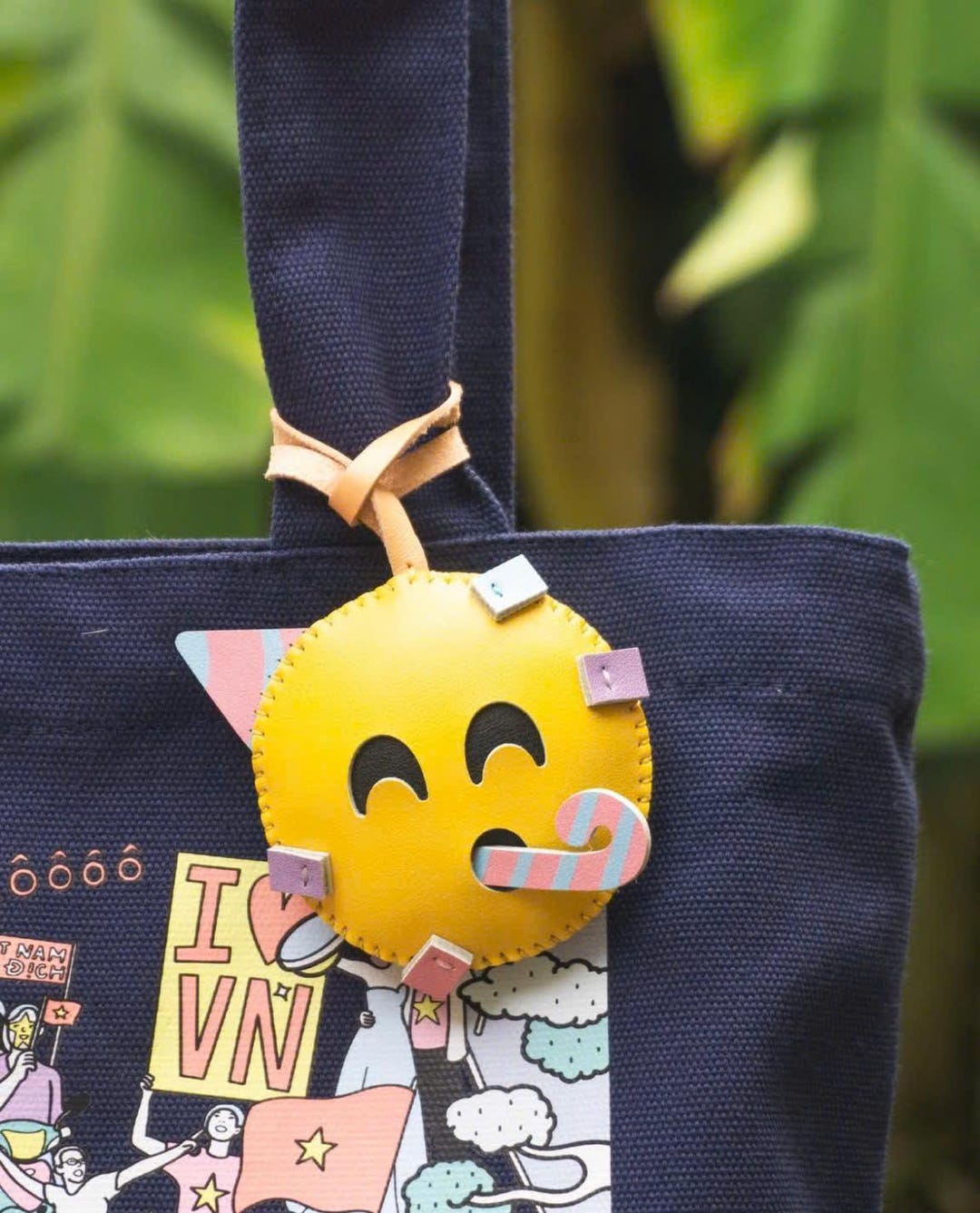 Celebrating Bag Charm, Emoji Bag Charm, Microfiber Vegan Leather Bag ...