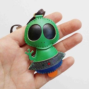 Alien Leather Bag Charm, Unique Bag Charm, Cute Key Chain, Handmade Bag ...