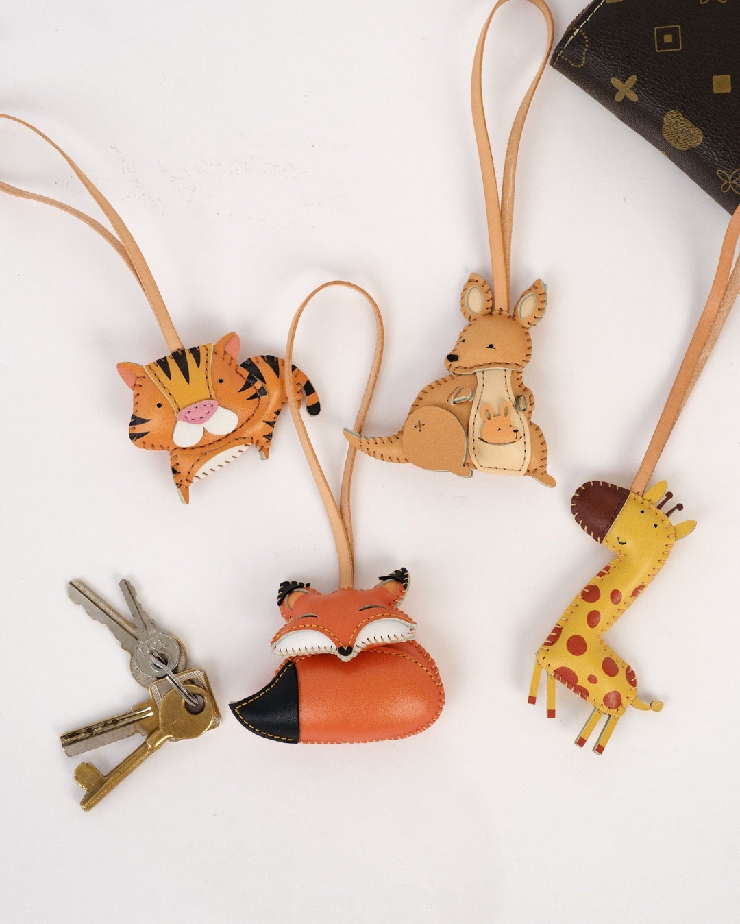 Handmade Leather Animal Keychain: Unique Purse Charm Gift - Etsy