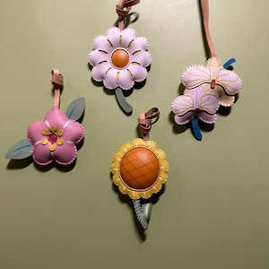 Sakura Flower Bag Charm, Tulip Flower Key Chain, Handmade Bag Charm ...