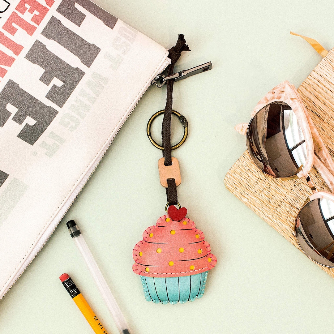 Stawberry Cupcake Charm, Unique Bag Charm, Cute Key Chain, Handmade Bag ...