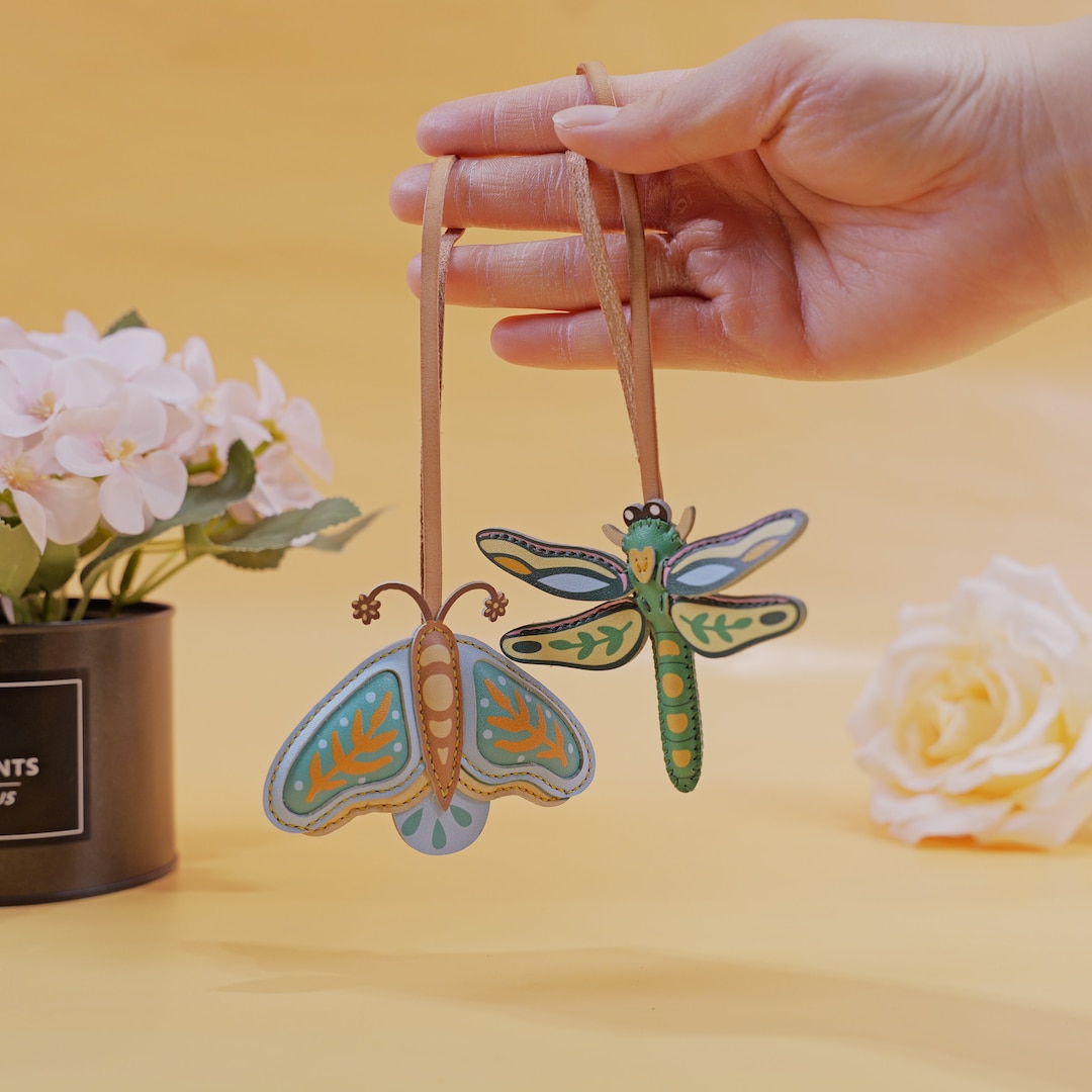 Handmade Leather Insect Keychain: Unique Bag Charm Gift - Etsy
