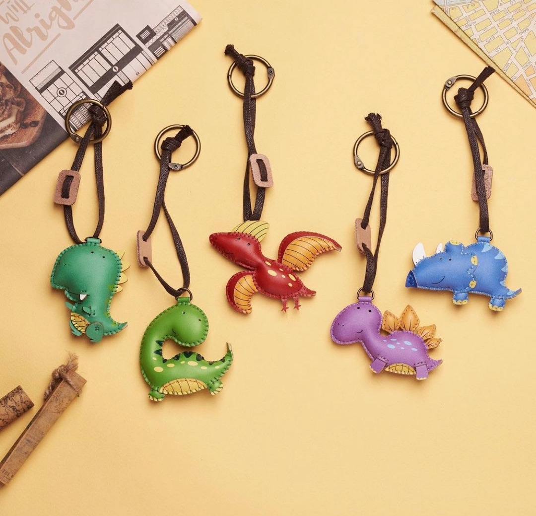 Dino Collection Bag Charm, Unique Microfiber Bag Charm, Cute Key Chain ...
