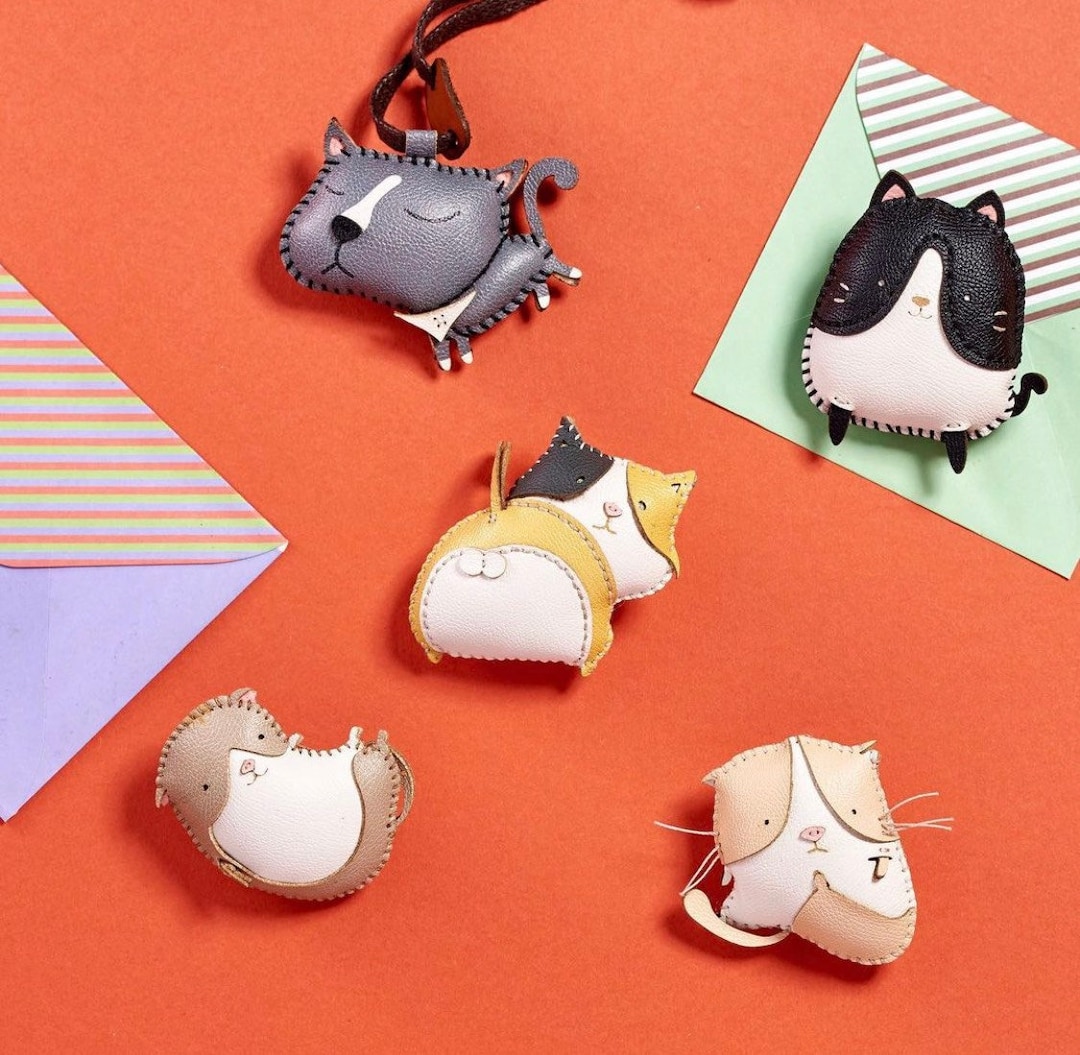 All About Cats Bag Charm, Unique Bag Charm, Cute Key Chain, Handmade ...