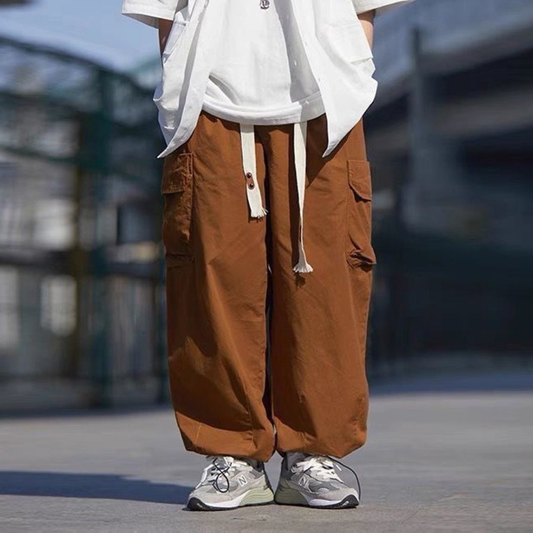 Japanese Retro Overalls Ins Wind Trend Loose All Pull Rope Casual Pants ...