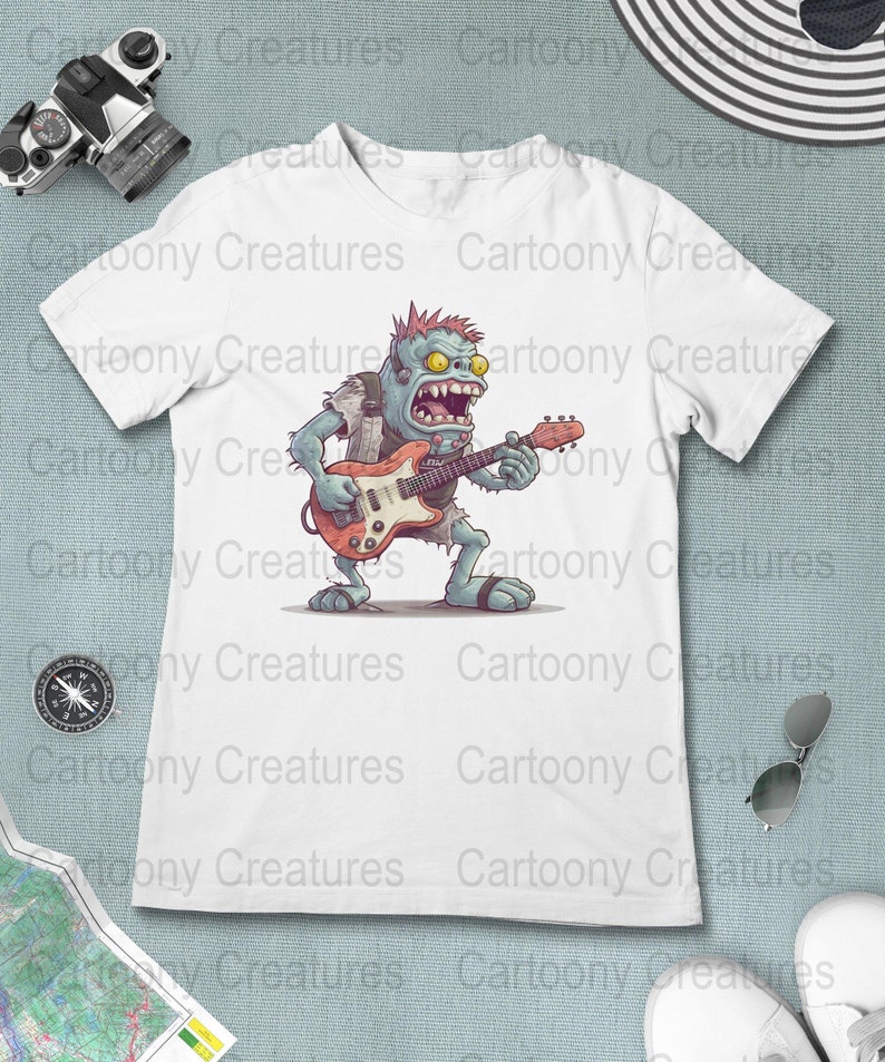 Cartoon Guitar Monster Svg Png Eps Commercial Use Clipart - Etsy