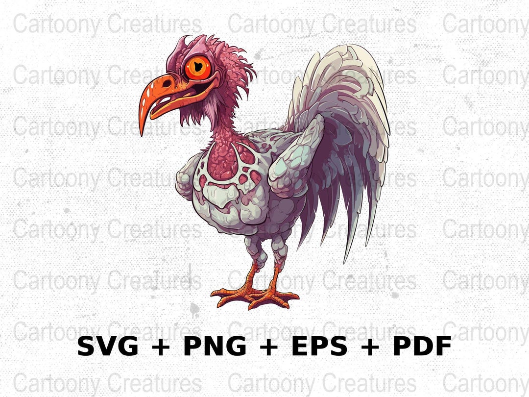 Cartoon Chicken Zombie Svg Png Eps Commercial Use Clipart - Etsy