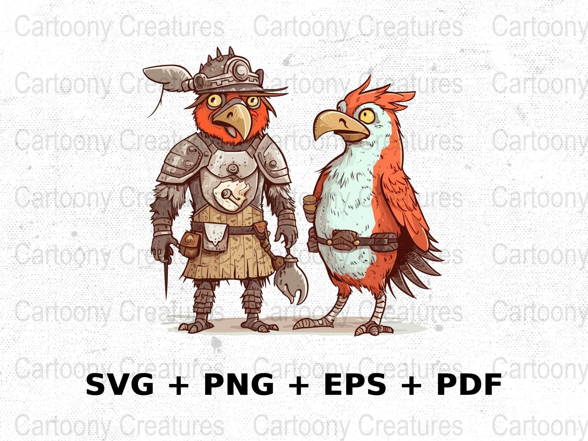 Cartoon Bird Warriors Svg Png Eps Commercial Use Clipart - Etsy