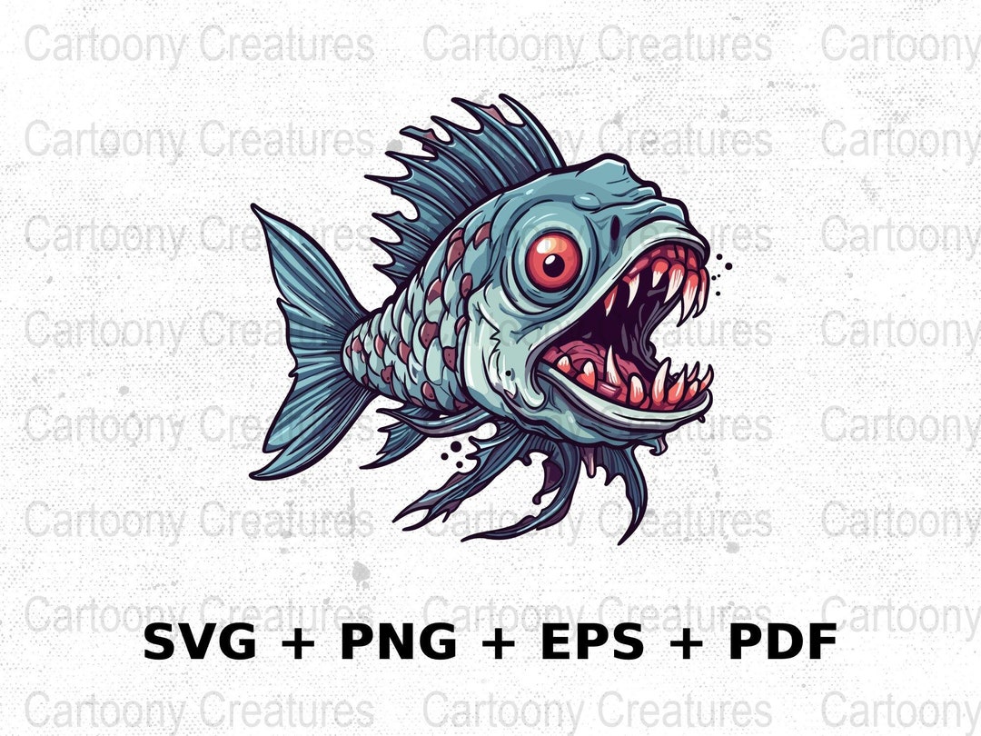 Cartoon Zombie Fish Svg Png Eps Commercial Use Clipart Vector - Etsy