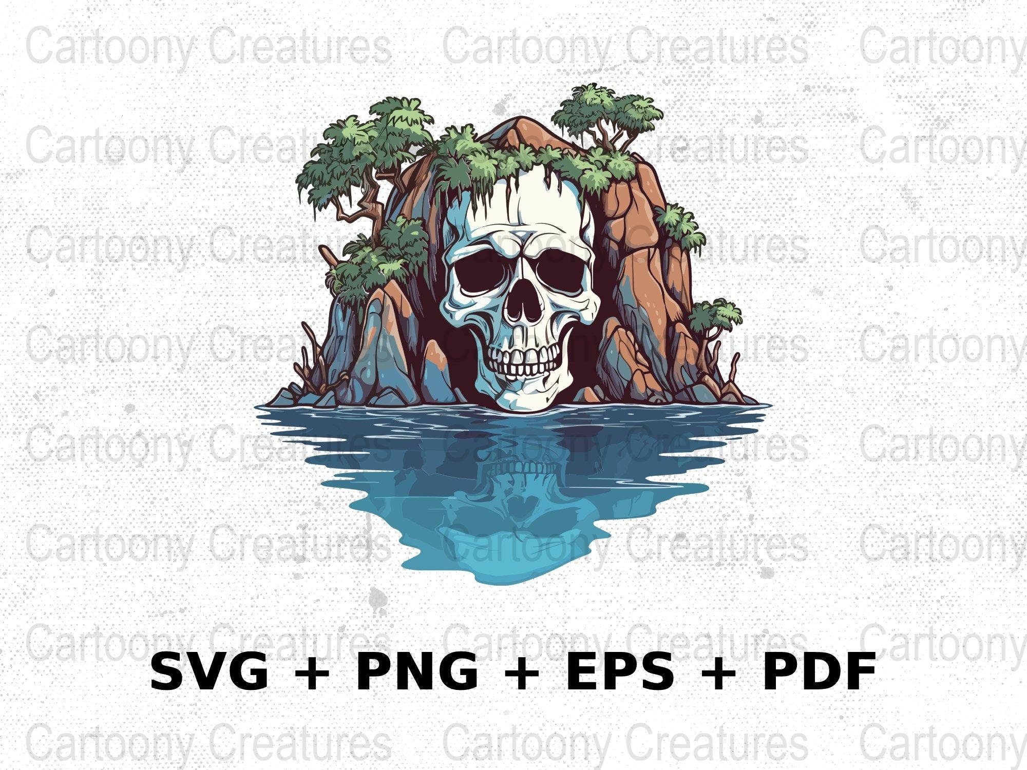 Cartoon Skull Island Svg Png Eps Commercial Use Clipart - Etsy