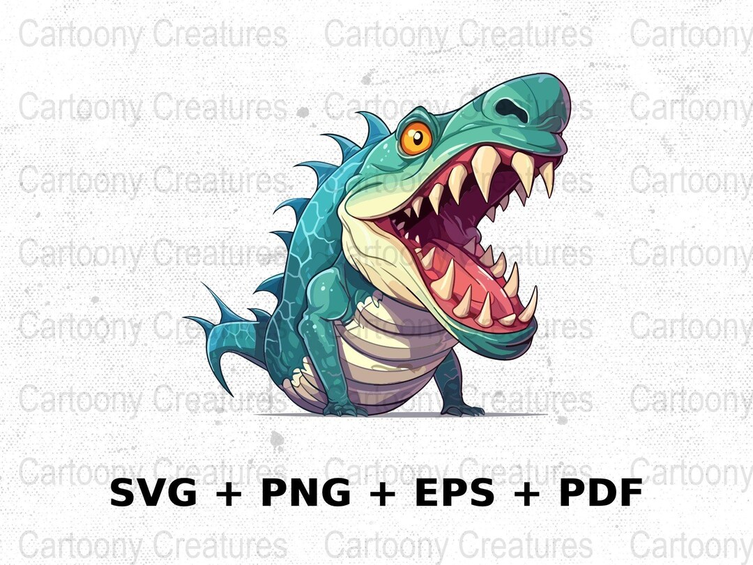 Cartoon Leviathan Alligator Svg Png Eps Commercial Use - Etsy