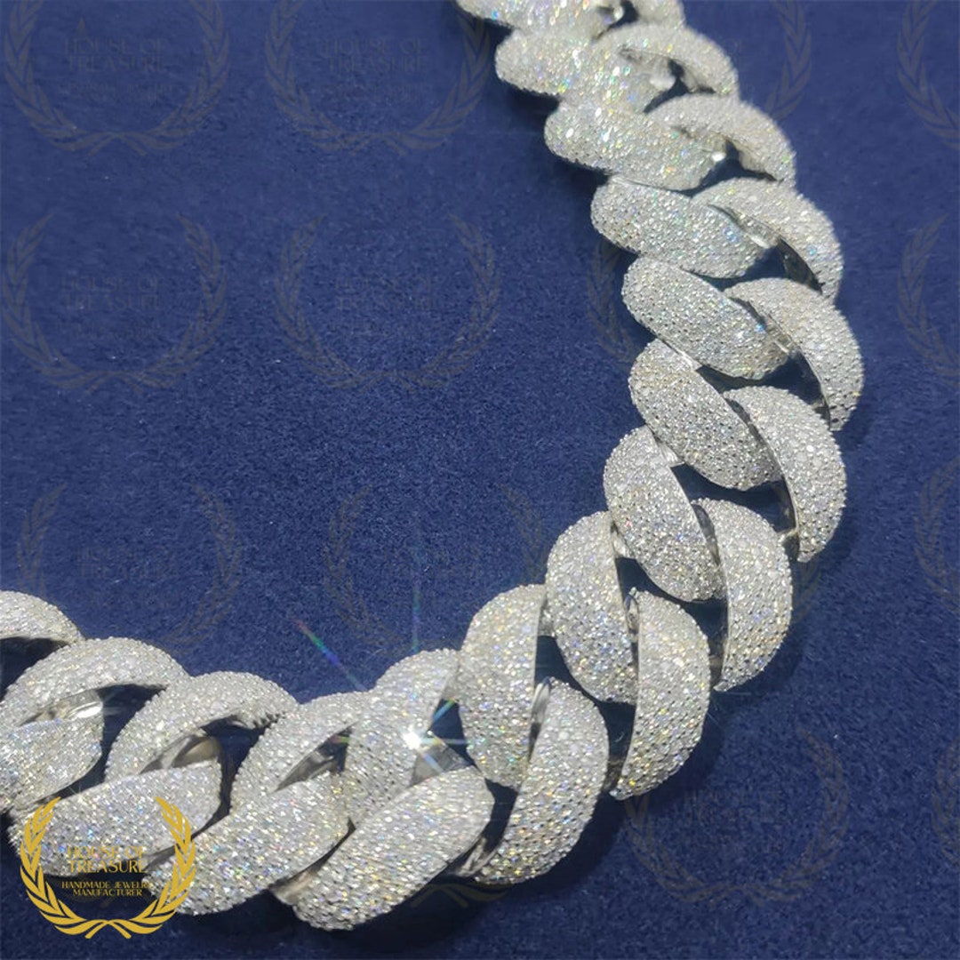 22mm Width Hip Hop Miami 79.5CT Colorless Moissanite Curve Custom Buss ...