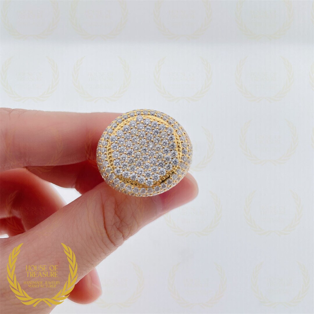 Men's Custom Iced Out Hexagonal Hip Hop Cluster 12.56CTW Round Cut VVS1 ...