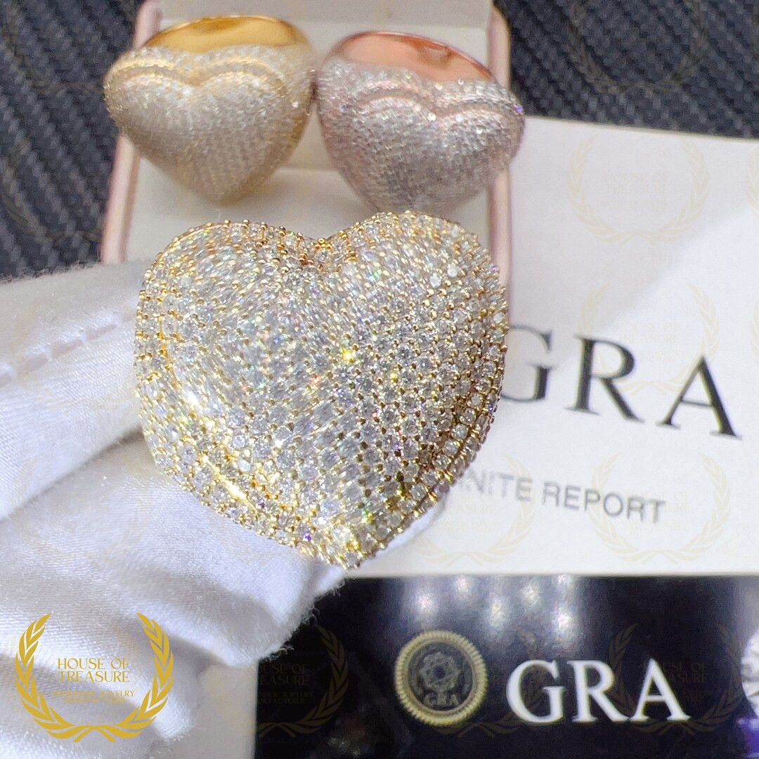 Fully Iced Out Beautiful Heart Shape Micro Insert Round VVS1 - Etsy