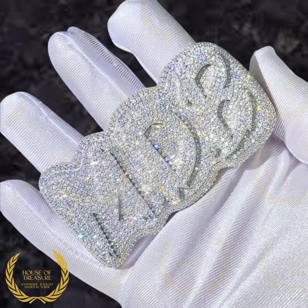 Iced Out Custom Moissanite Three Finger Ring, Gold Plated Hip Hop Ring ...
