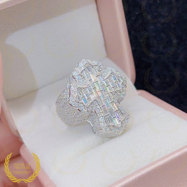 Cross Iced Out Ring - Etsy