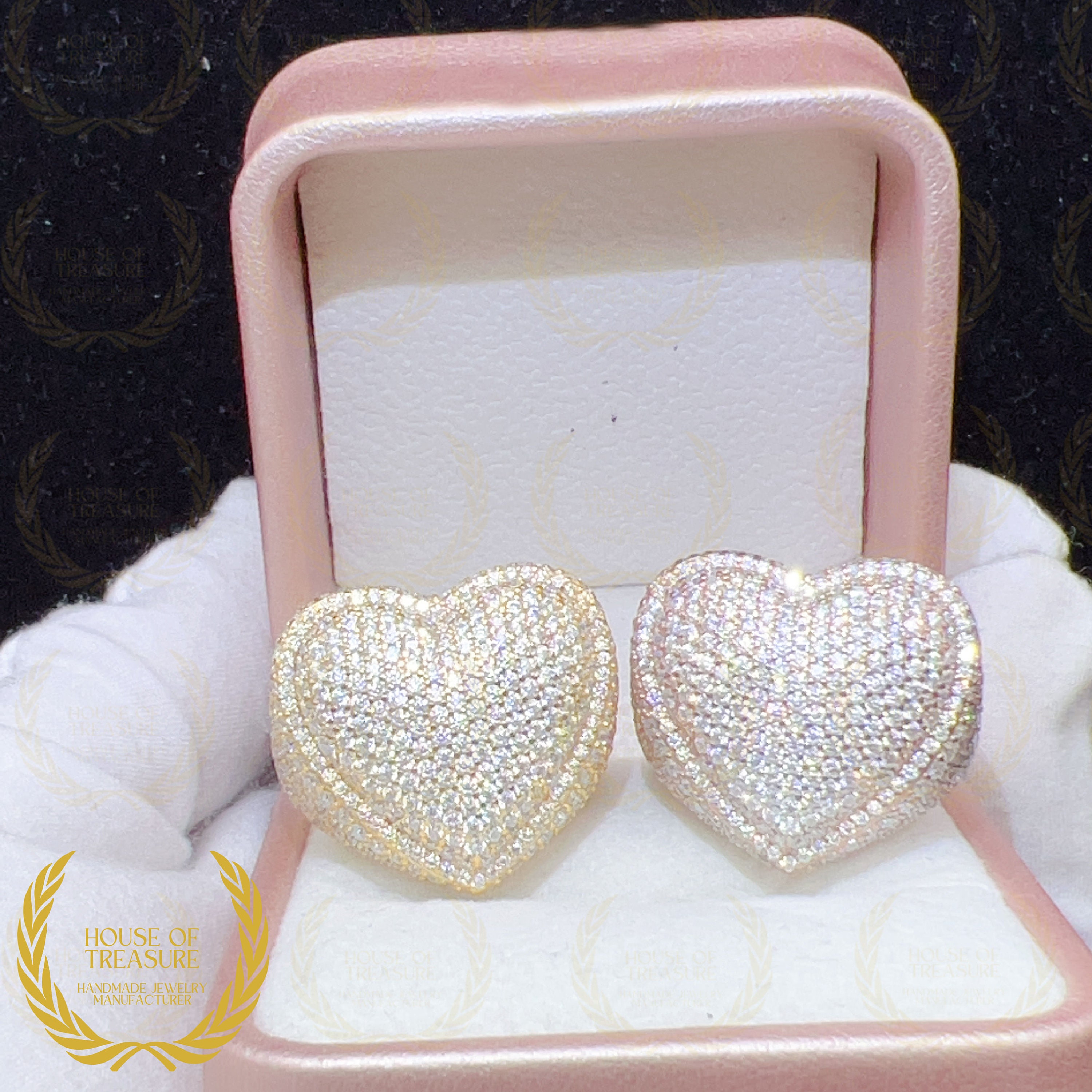 Fully Iced Out Beautiful Heart Shape Micro Insert Round VVS1 Colorless ...