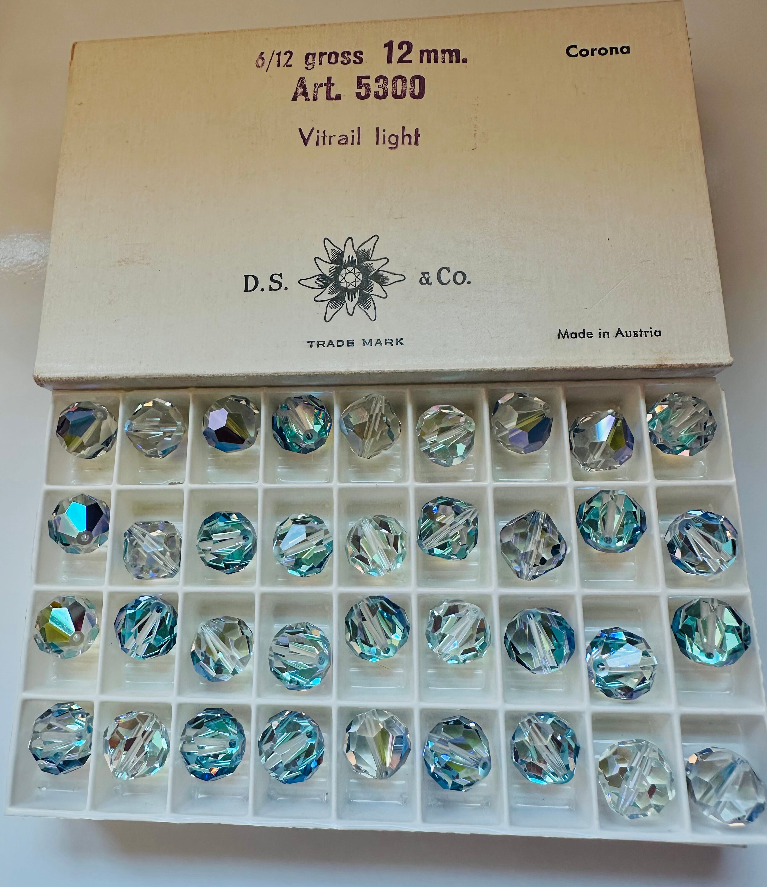 12mm, Vitrail Light, Art 5300, Round , Fancy Tipped Bead, 12 Beads, 72 ...