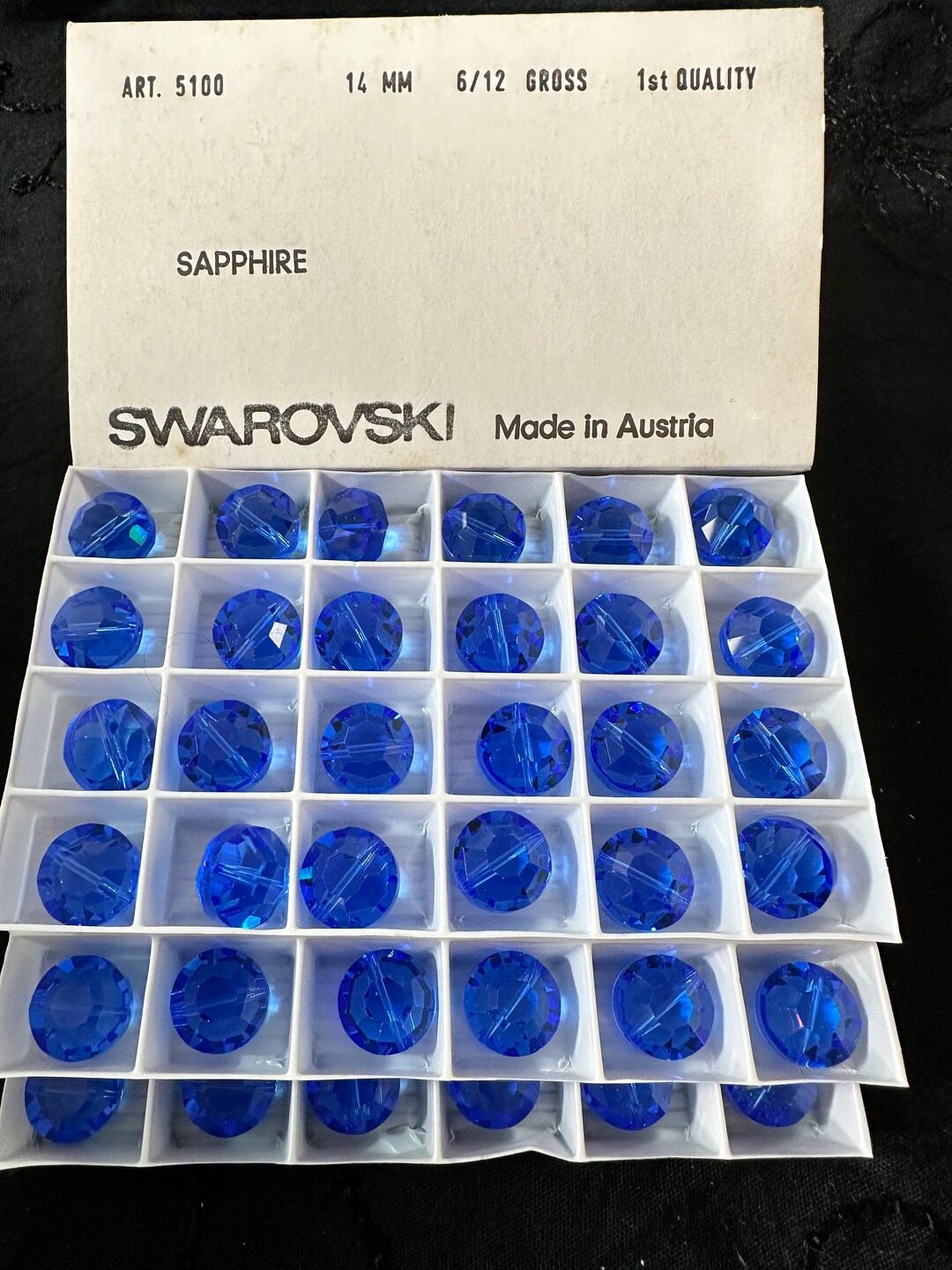 14mm Sapphire Vintage Lentil Tablet Beads, 4pc or 72pc Swarovski ...