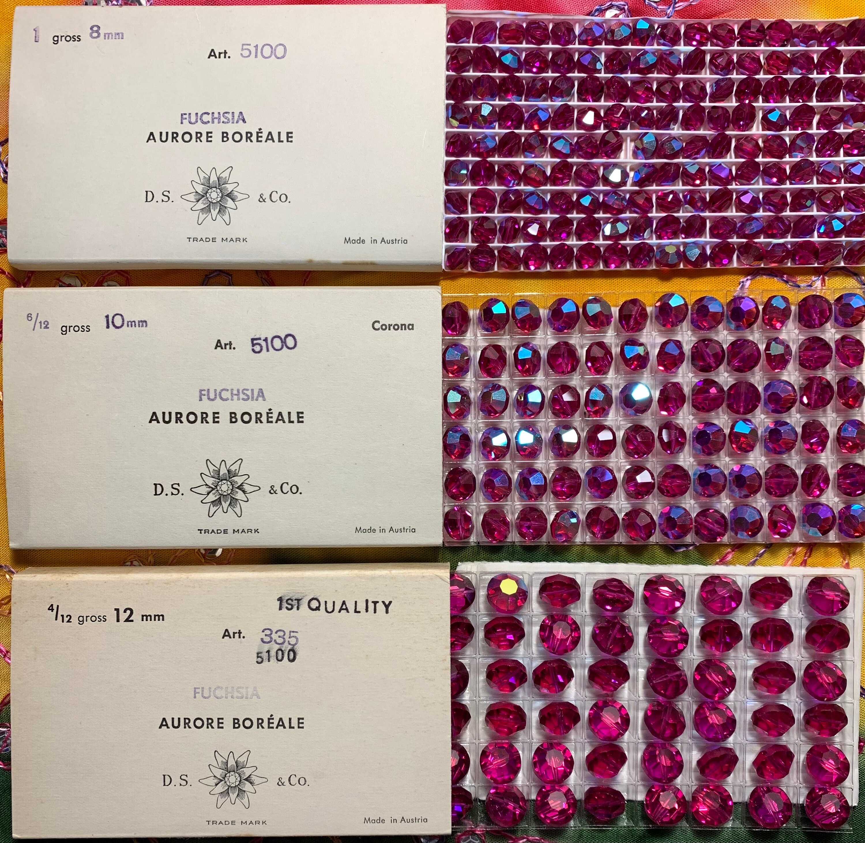 Fuchsia, 7mm & Fuchsia AB 8mm, 10mm, 12mm Round Lentil Tablet Beads, 6 ...